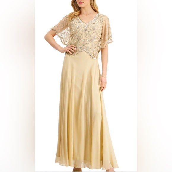 JAKARA | Dresses | Jakara Formal Dress Beaded Flutter Sleeve Chiffon ...